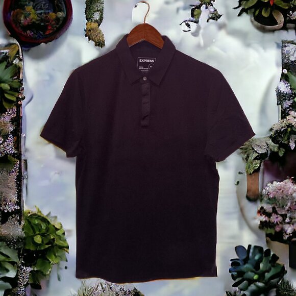 Express | Shirts | Express Mens Polo Jet Black Concealed Collar | Poshmark